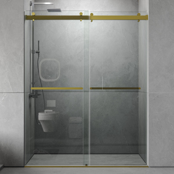 mobai 56-60 "Wx 76"H Frameless Double Sliding Shower Door | Wayfair